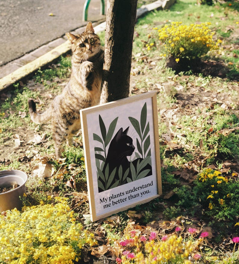 Funny Black Cat Plants Quote Poster, Sassy Wall Art - Etsy