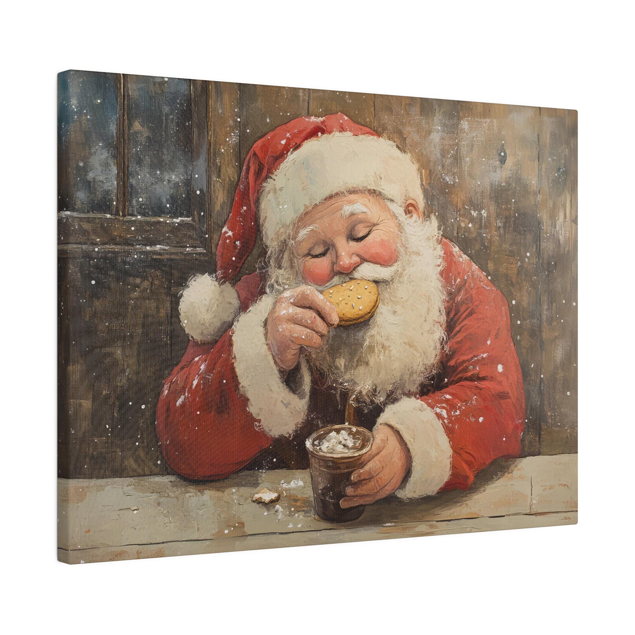 Santa Claus Eating Cookies Art Print: Cozy Christmas Decor (digital ...