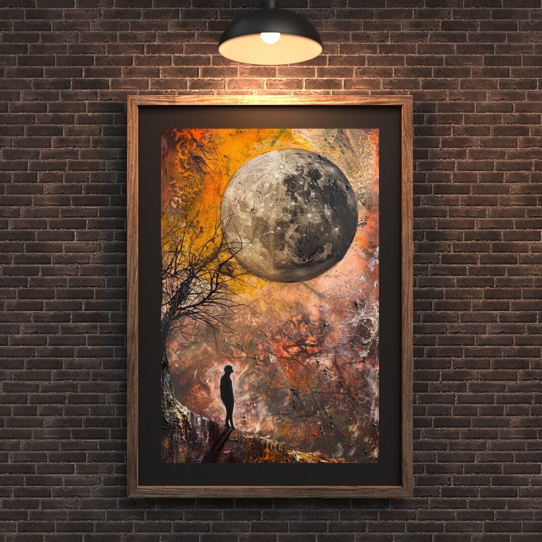 Ethereal Moon Melancholy Surreal Wall Art, Shadow Art Painting ...