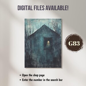 Haunted House Ghost Painting Wall Art | Vintage Poster Halloween Rustic ...