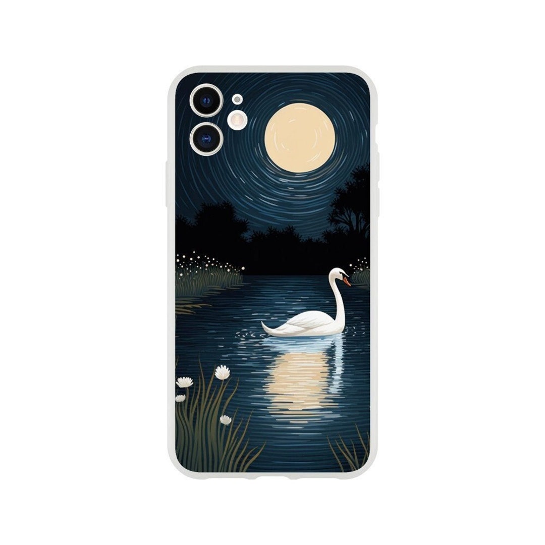 Serene Swan Phone Case Starry Night Moon Peaceful Swan Case Gift Cover ...