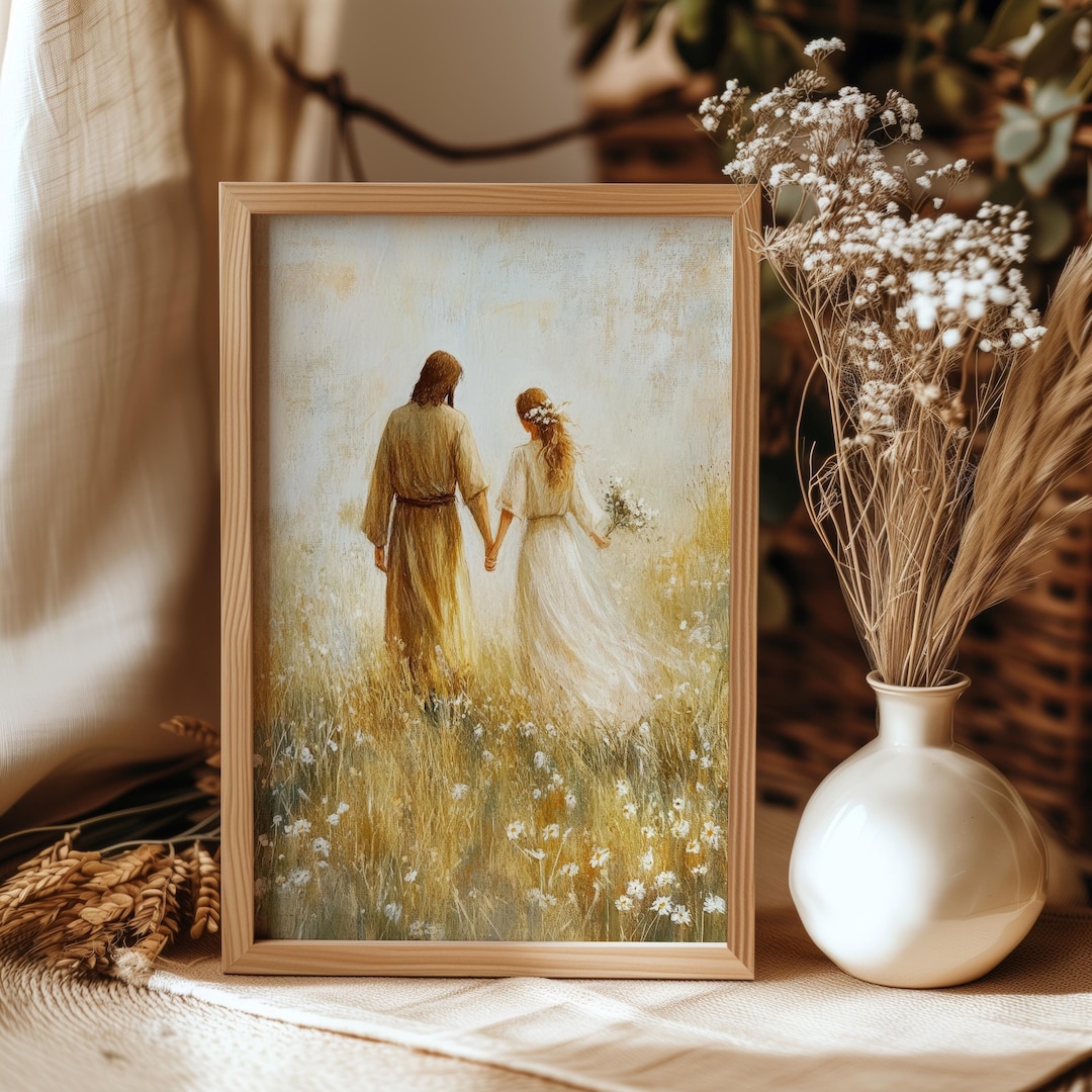 Jesus and Bride Art Print | Spiritual Couple Wall Art | Inspirational ...