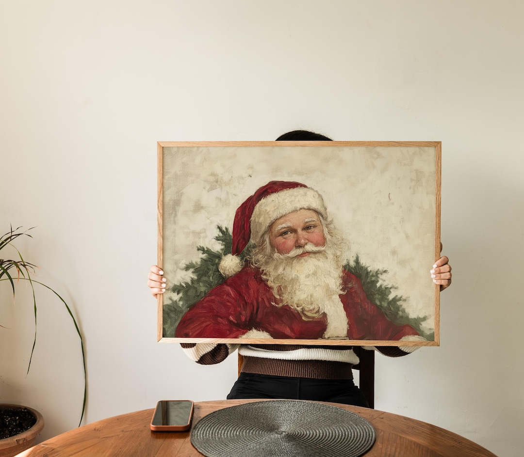 Santa Claus Portrait Wall Art Vintage Christmas Decor, Nostalgic Santa ...