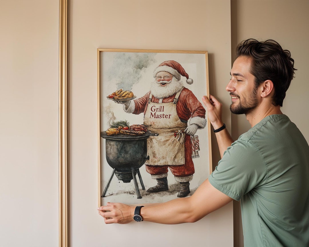 Santa Grill Master Art Holiday BBQ Santa Painting and Christmas Cooking ...