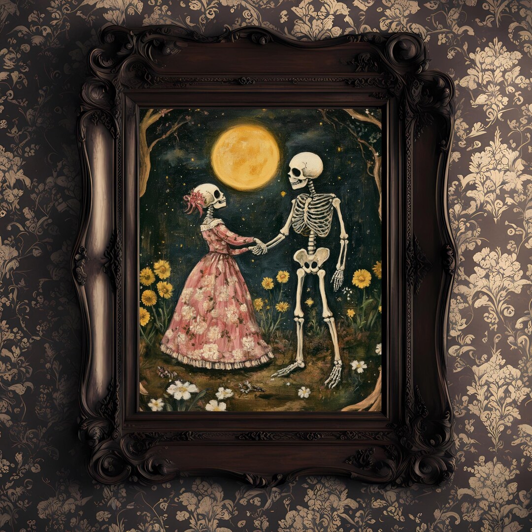 Macabre Skeleton Lovers Gothic Art Decor Rustic Vintage Poster Dark ...