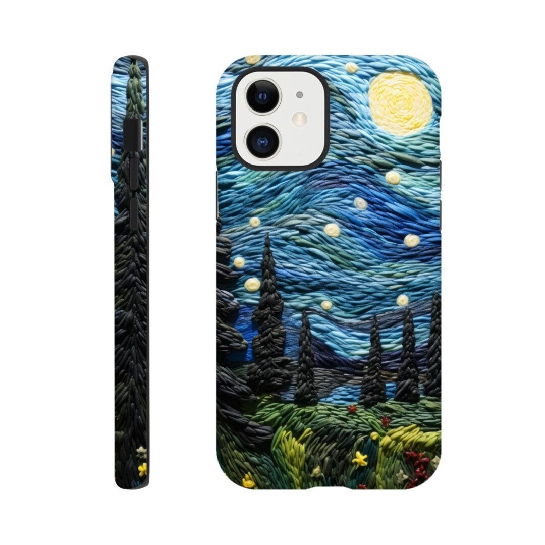 Starry Night Van Gogh Thread Embroidery Phone Case | Vintage Abstracted ...
