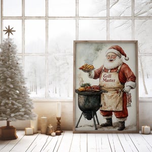 Santa Grill Master Art Holiday BBQ Santa Painting and Christmas Cooking ...