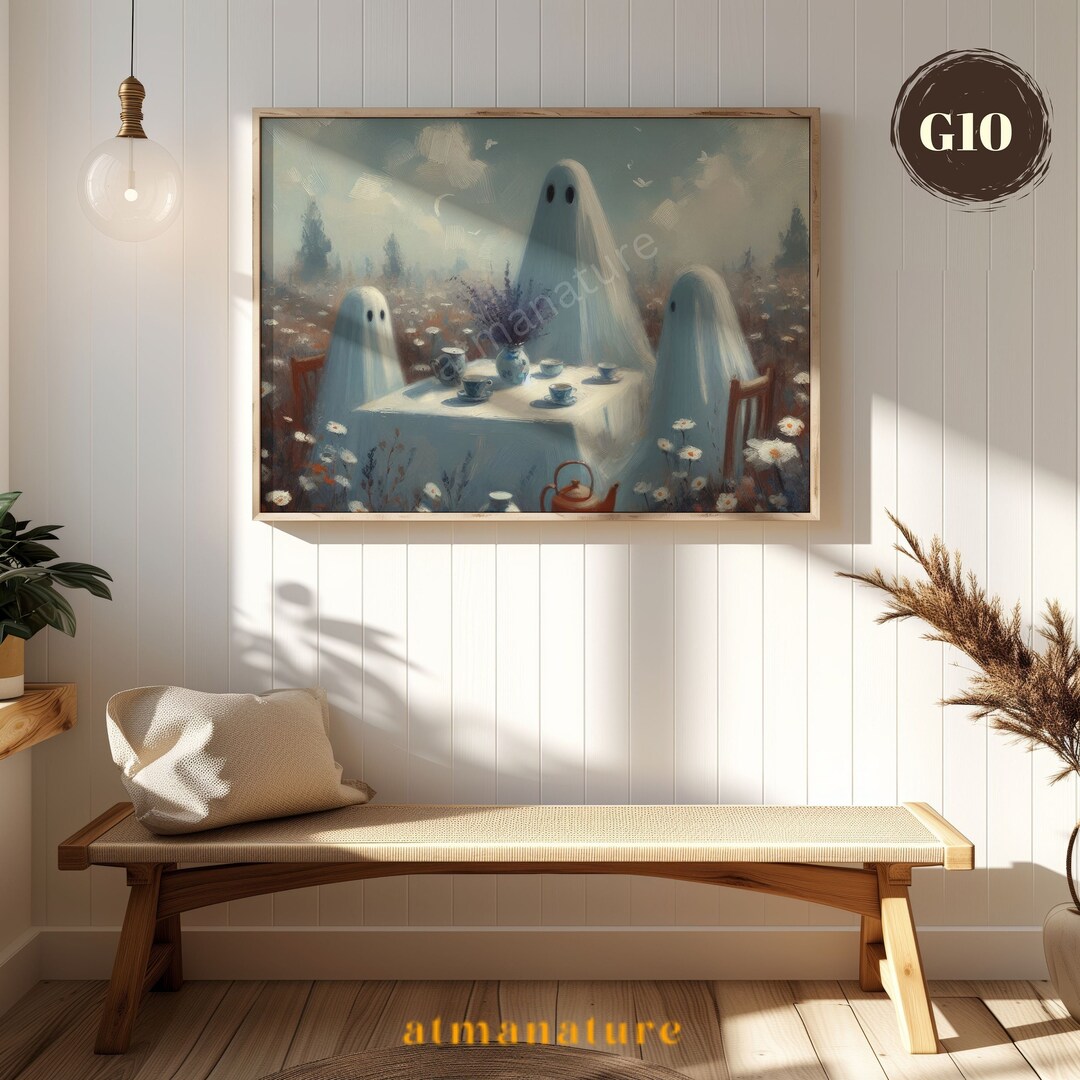 Cute Ghosts Tea Party Print, Wall Art, Farmhouse Halloween Decor ...