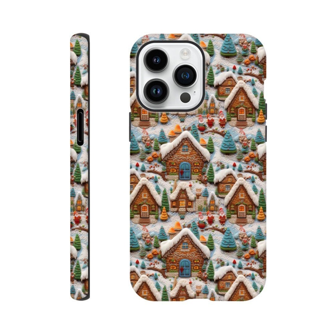 Christmas Gnomes Gingerbread Houses Embroidery Phone Case Cottagecore ...