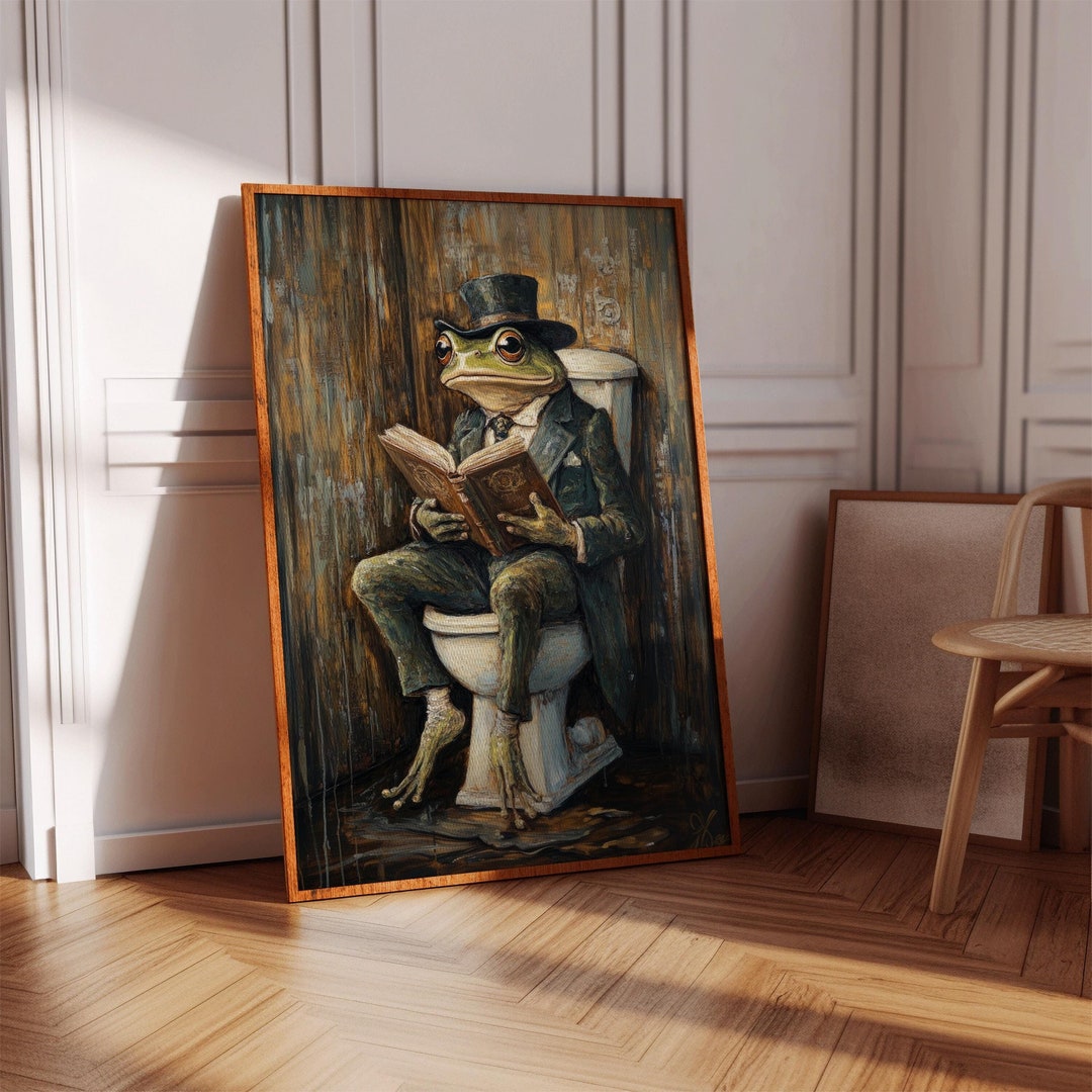 Frog on Toilet | Mr Toad Victorian Rustic Vintage Frog Poster | Dark ...