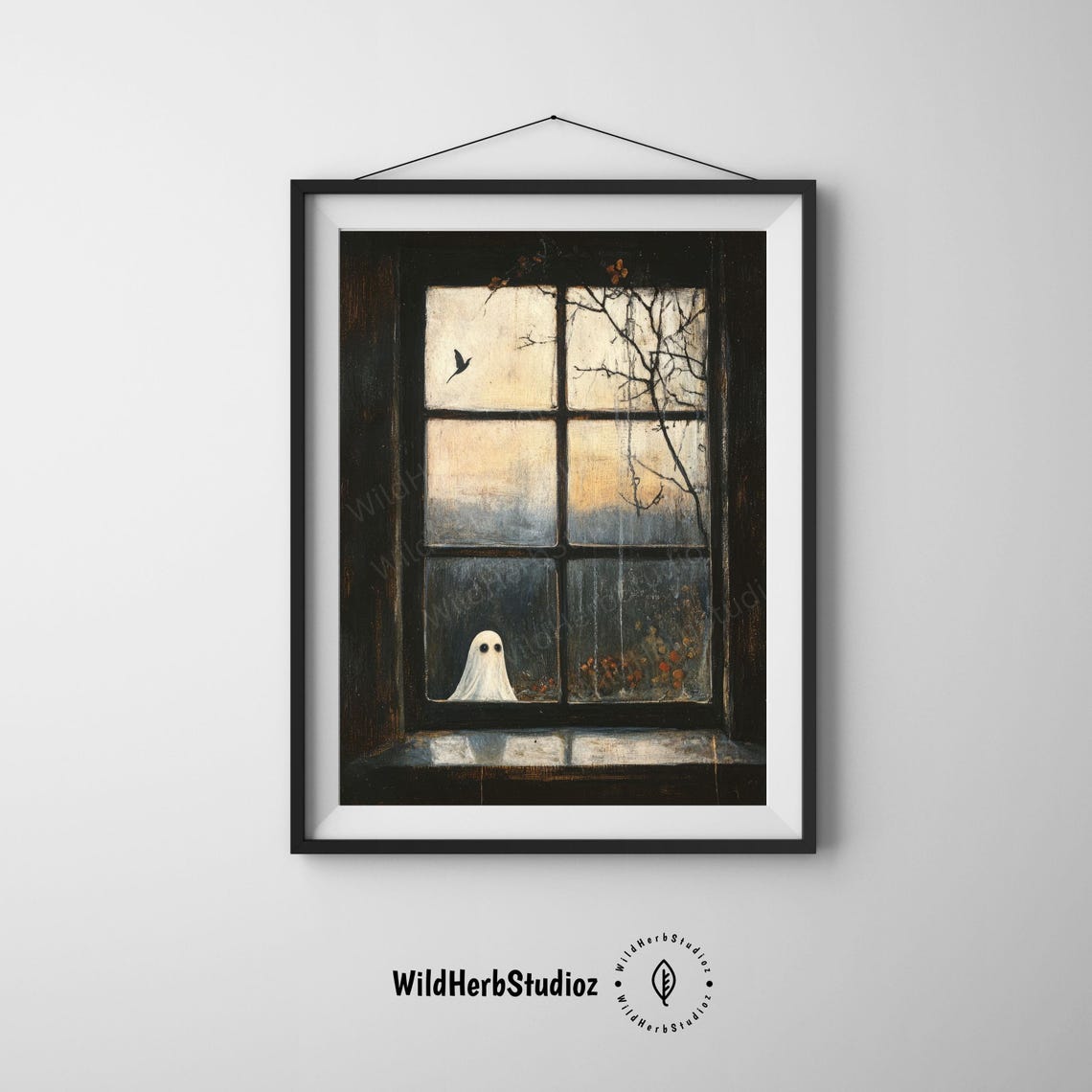 Spooky Ghost at the Window Vintage Art Print: Halloween Decor (digital ...