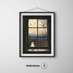 Spooky Ghost at the Window Printable Art, Vintage Poster Ghost, Art ...