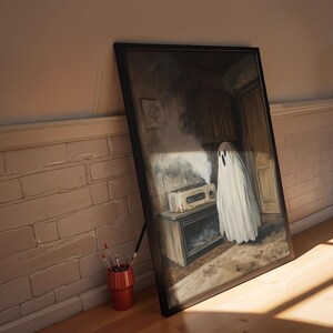 Ghost With Toaster Painting Wall Art | Rustic Vintage Ghost Poster ...