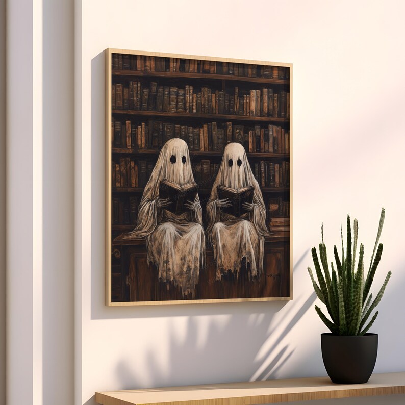 Gothic Ghosts in Library Art Print: Dark Academia Vintage Poster ...