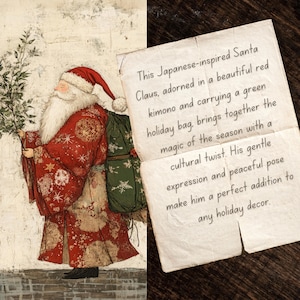 Japanese Santa Christmas Art: Vintage Kimono Holiday Decor - Etsy