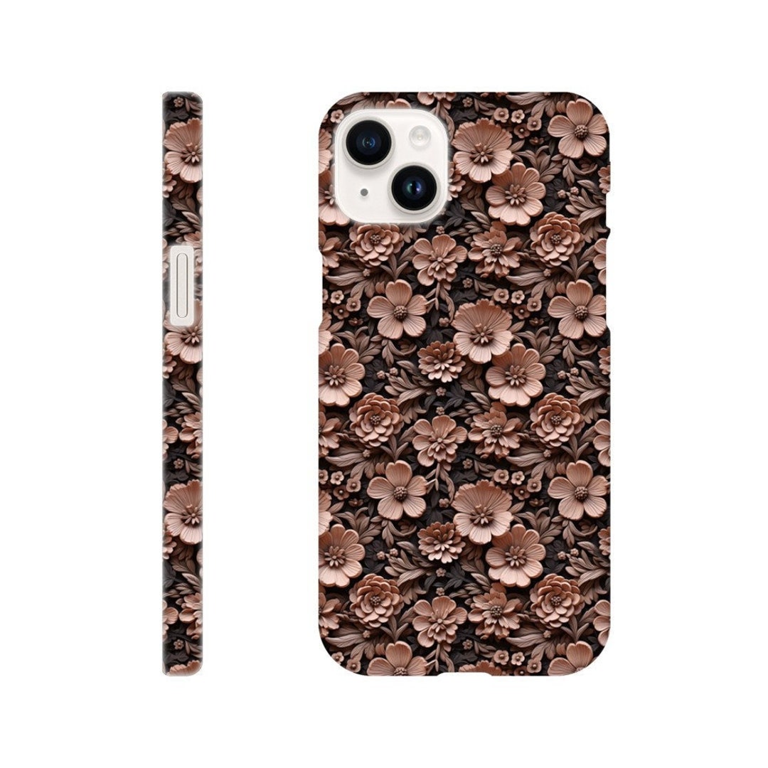 Pastel Brown Flowers Aesthetic Phone Case | Boho Vintage Flowers Phone ...