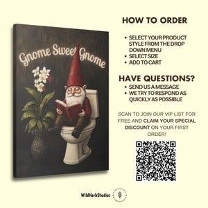 Gnome on Toilet Poster Wall Art | Funny Gnome Print | Sweet Gnome ...