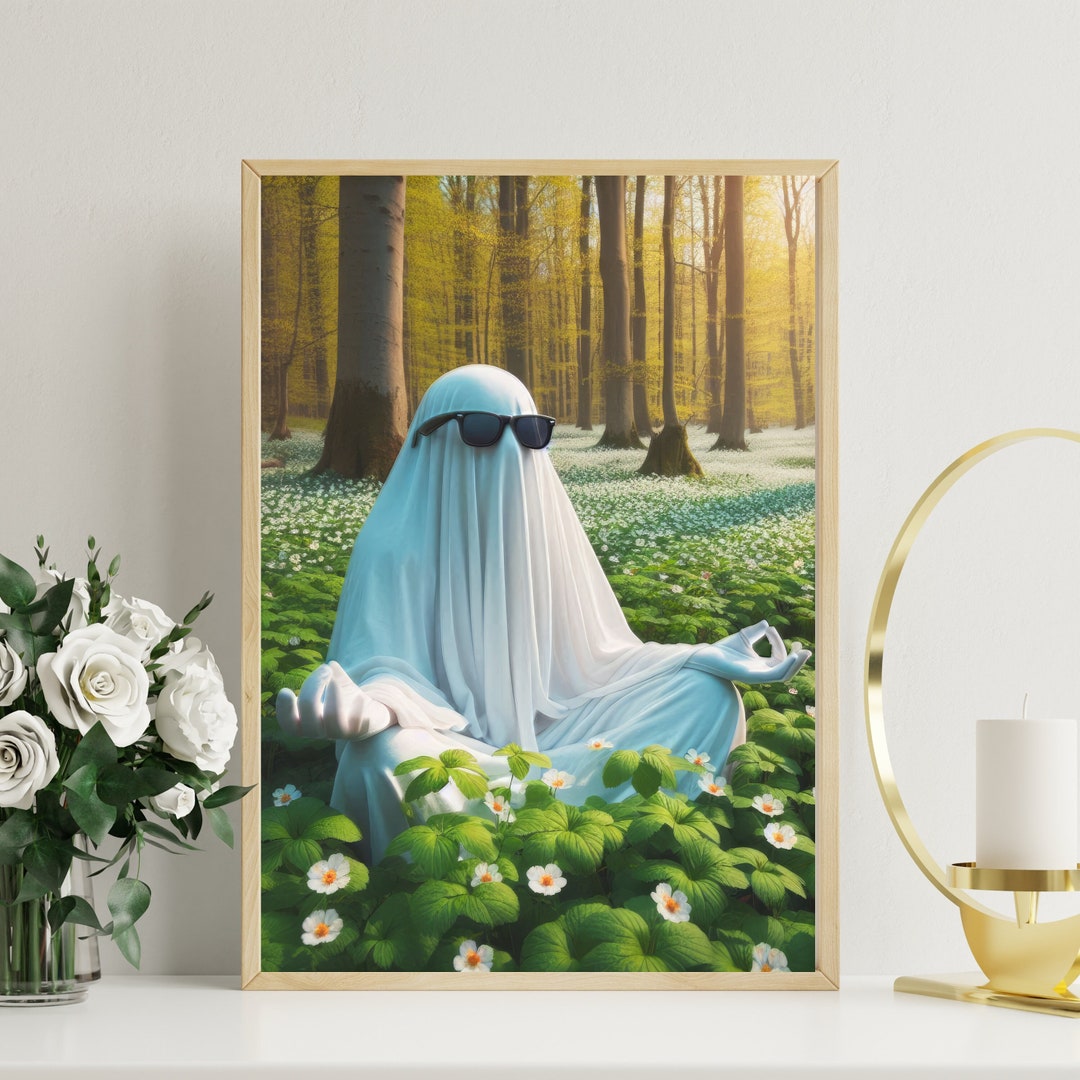 Peaceful Ghost in a Serene Forest Setting Poster, Playful Home Decor ...