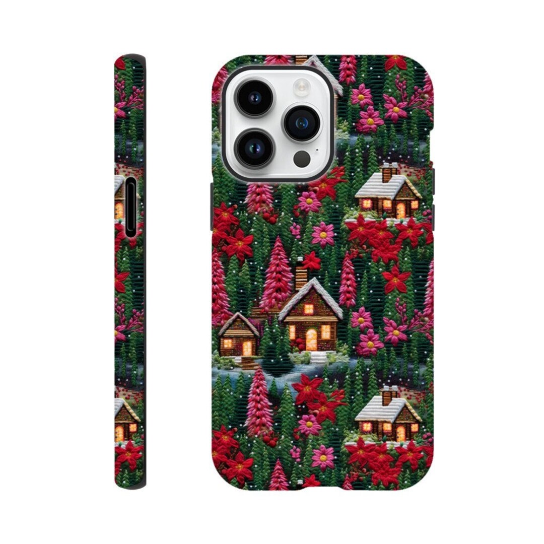 Adorable Little Cabins Floral Embroidery Phone Case Cottagecore ...