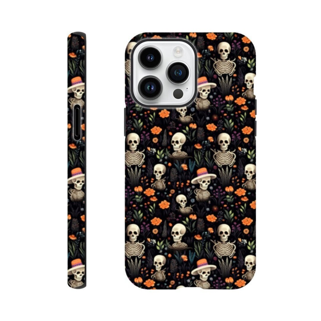 Boho Country Skeleton Halloween in Bloom Floral Phone Case Cottagecore ...
