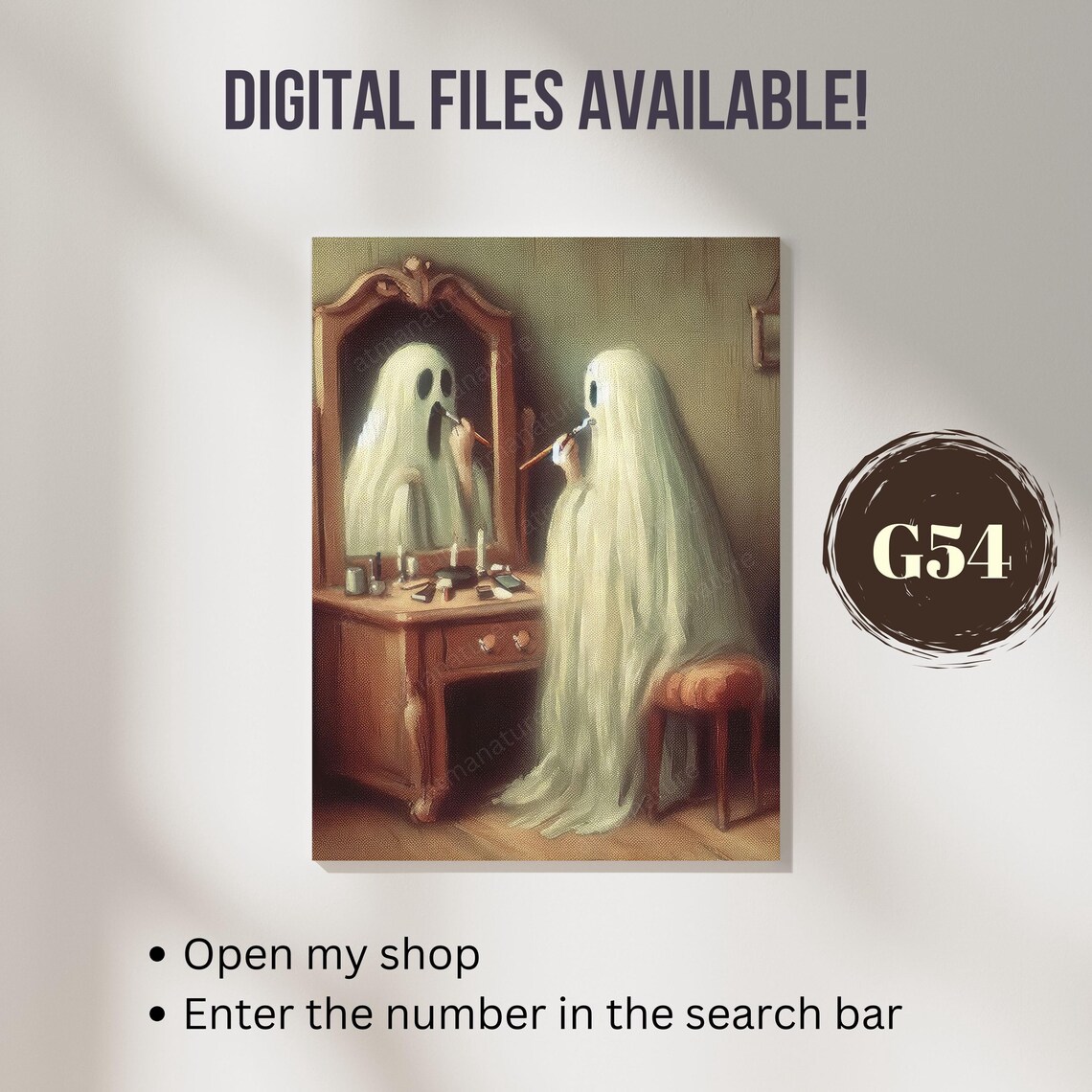 Ghost Makeup Vanity Art Print | Spooky Halloween Decor - Etsy