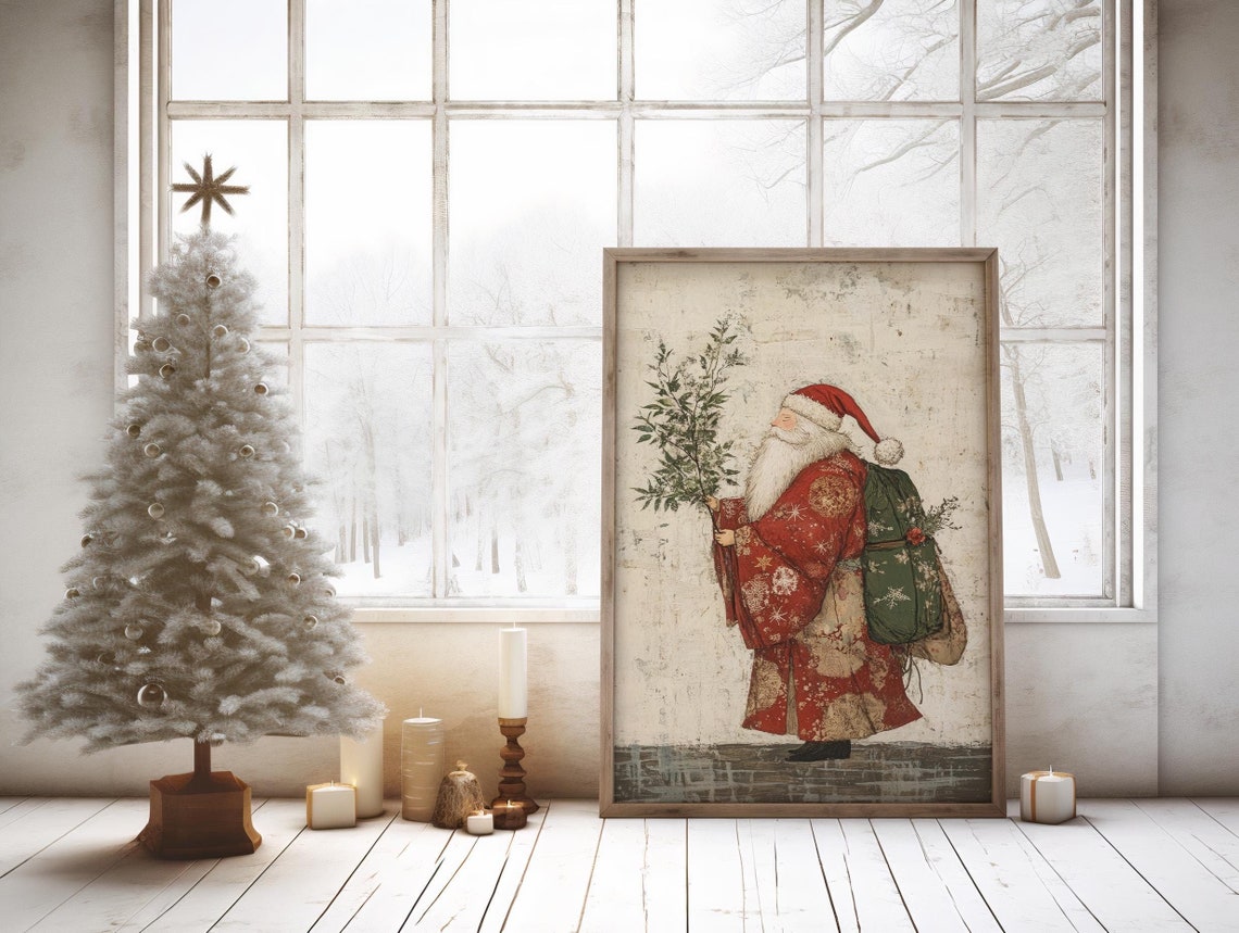 Japanese Santa Christmas Art: Vintage Kimono Holiday Decor - Etsy