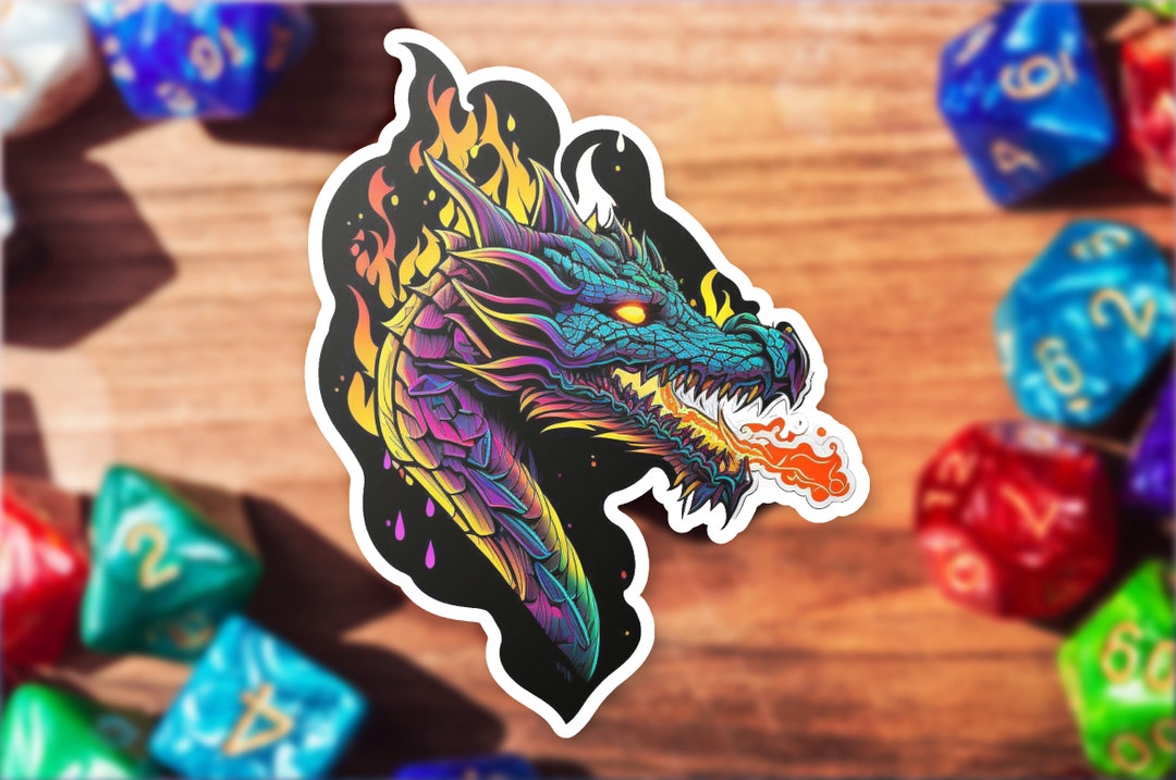 Fantasy Dragon Vinyl Sticker | Dungeons and Dragons Art | D&D Gifts ...