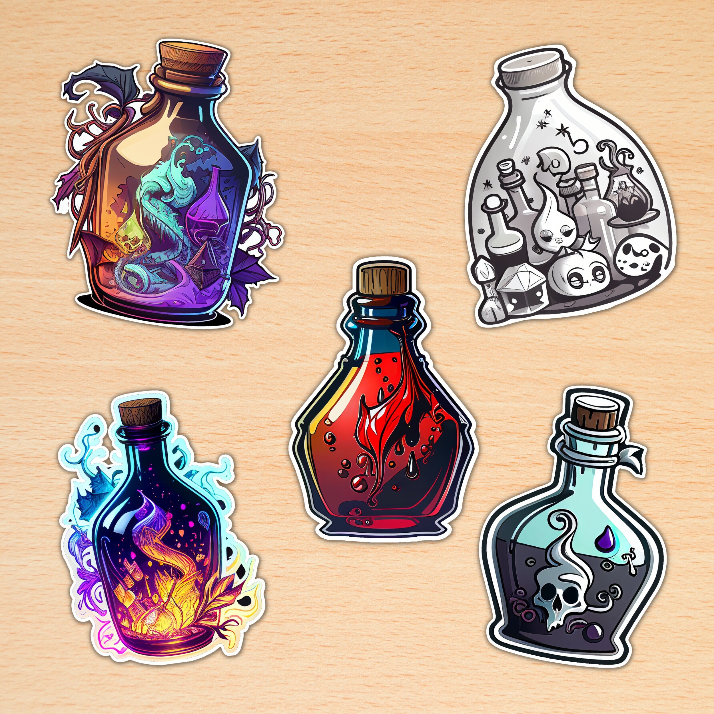Fantasy Potions Sticker Set | D&D Potions Vinyl Sticker Sheet | Fantasy ...