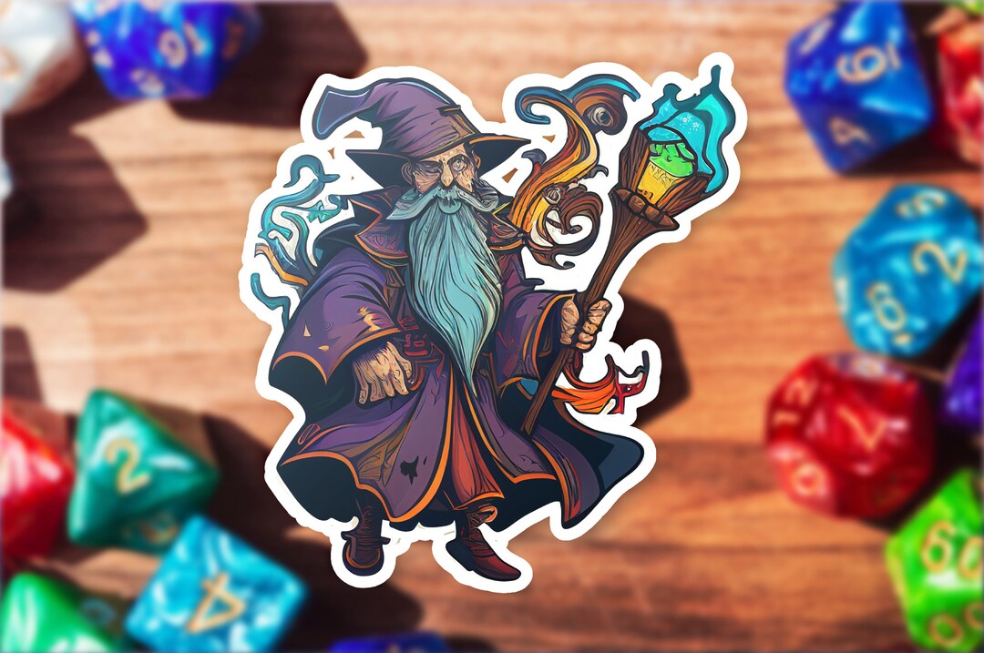 Magical Wizard Sticker Dungeons and Dragons Art D&D Gifts Kiss-cut ...