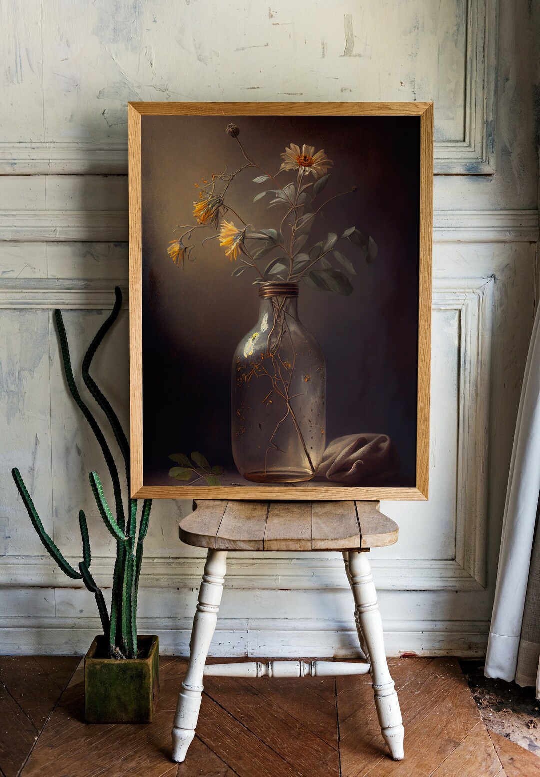 Wabi Sabi Wall Art Wabi Sabi Oil Painting of Flowers in Vase - Etsy
