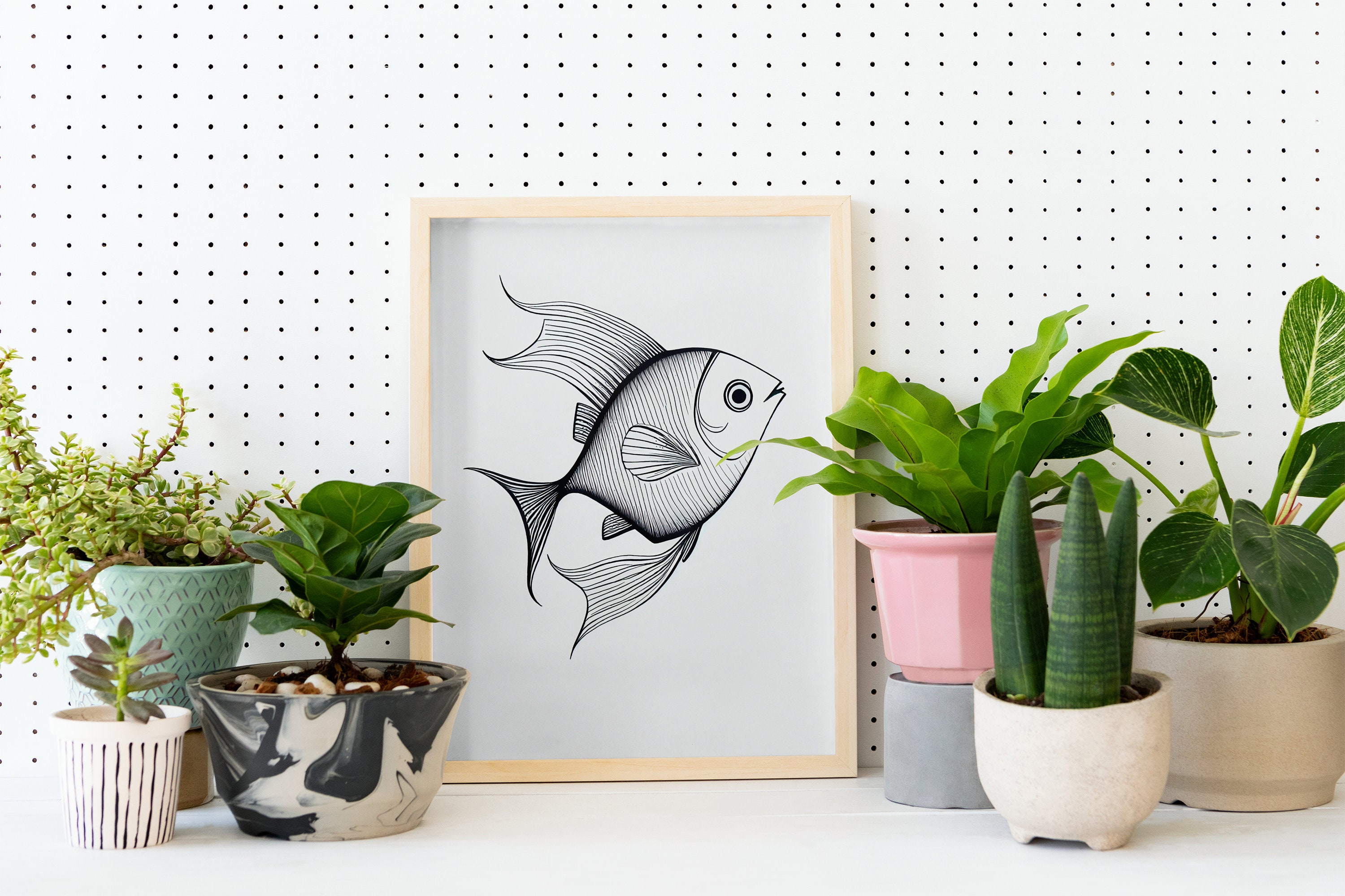 Minimalist Fish Line Art | Black Fish Art | Relaxing Wall Decor | Fish ...