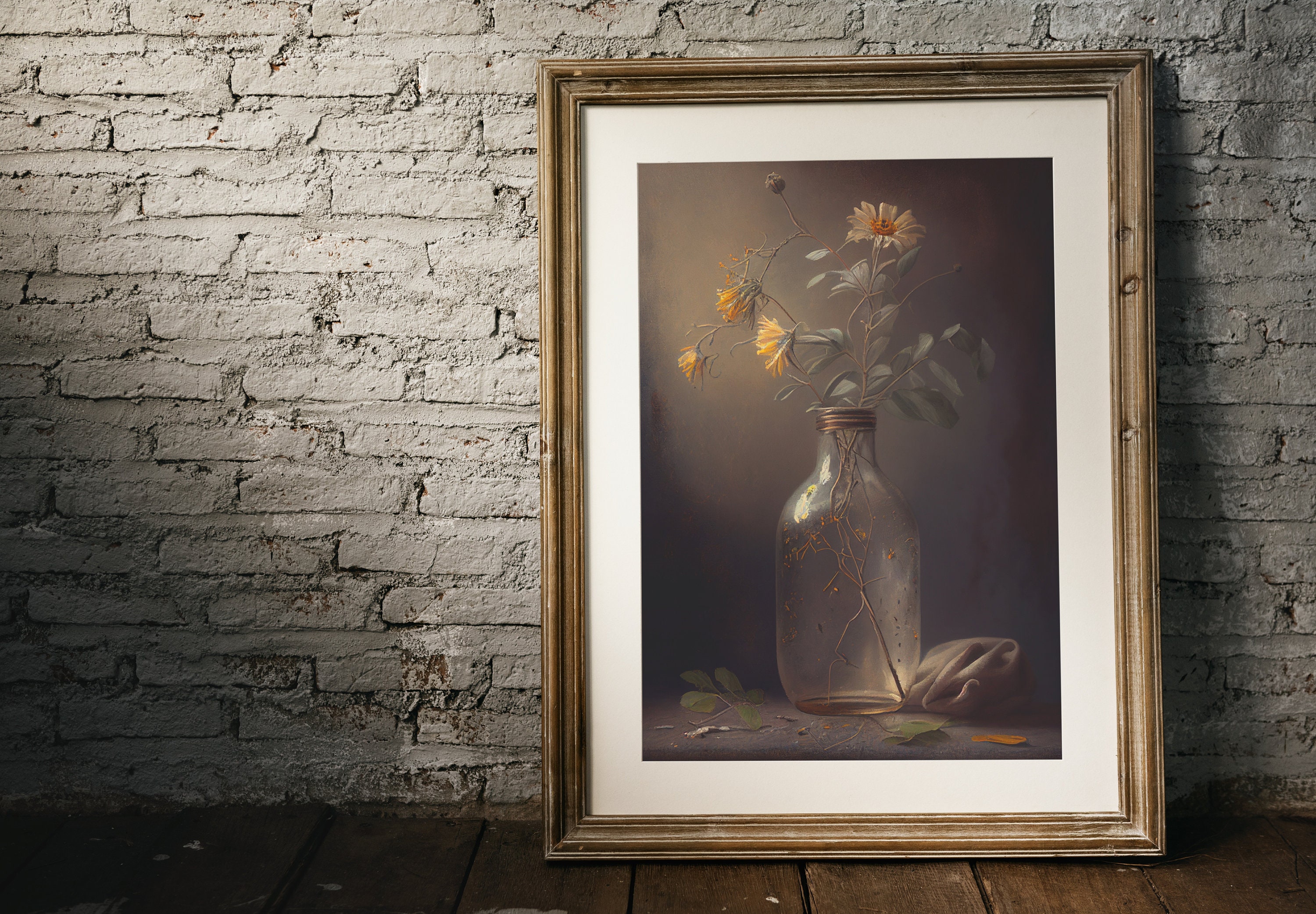 Wabi Sabi Wall Art | Wabi Sabi Oil Painting of Flowers in Vase | Flower ...