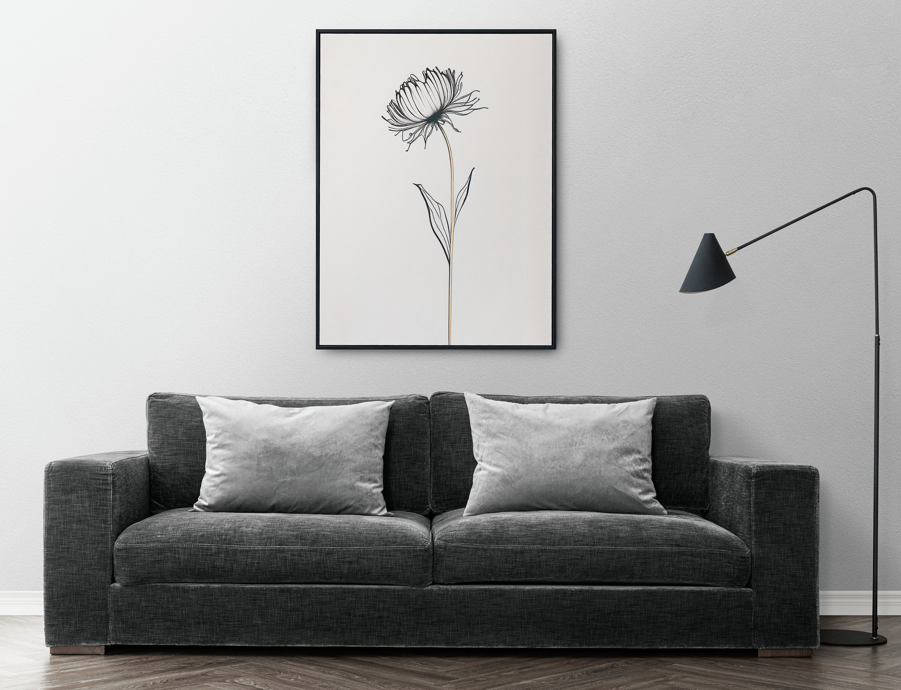 Daisy Flower Simple Line Painting | Japandi Art | Relaxing Wall Art ...