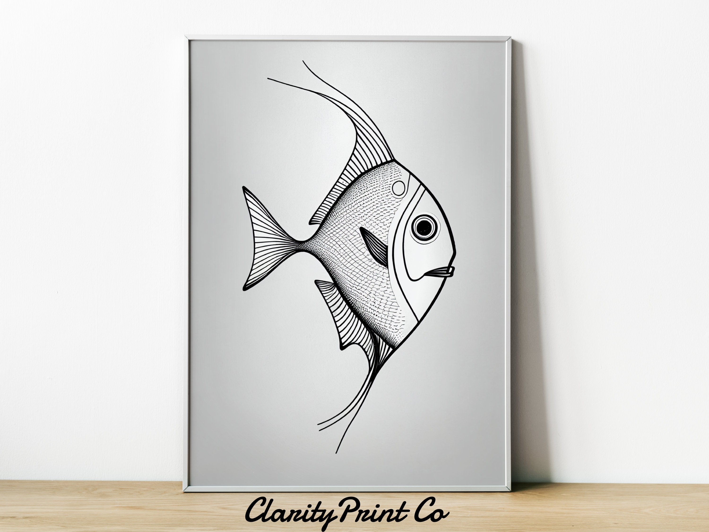 Angelfish Minimalist Line Art | Fish Art | Relaxing Wall Decor ...