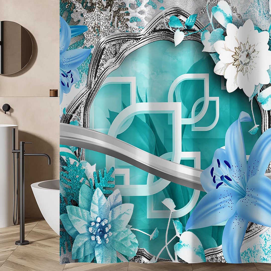 Glam Bathroom Decor Modern Art Shower Curtain Geometry - Etsy
