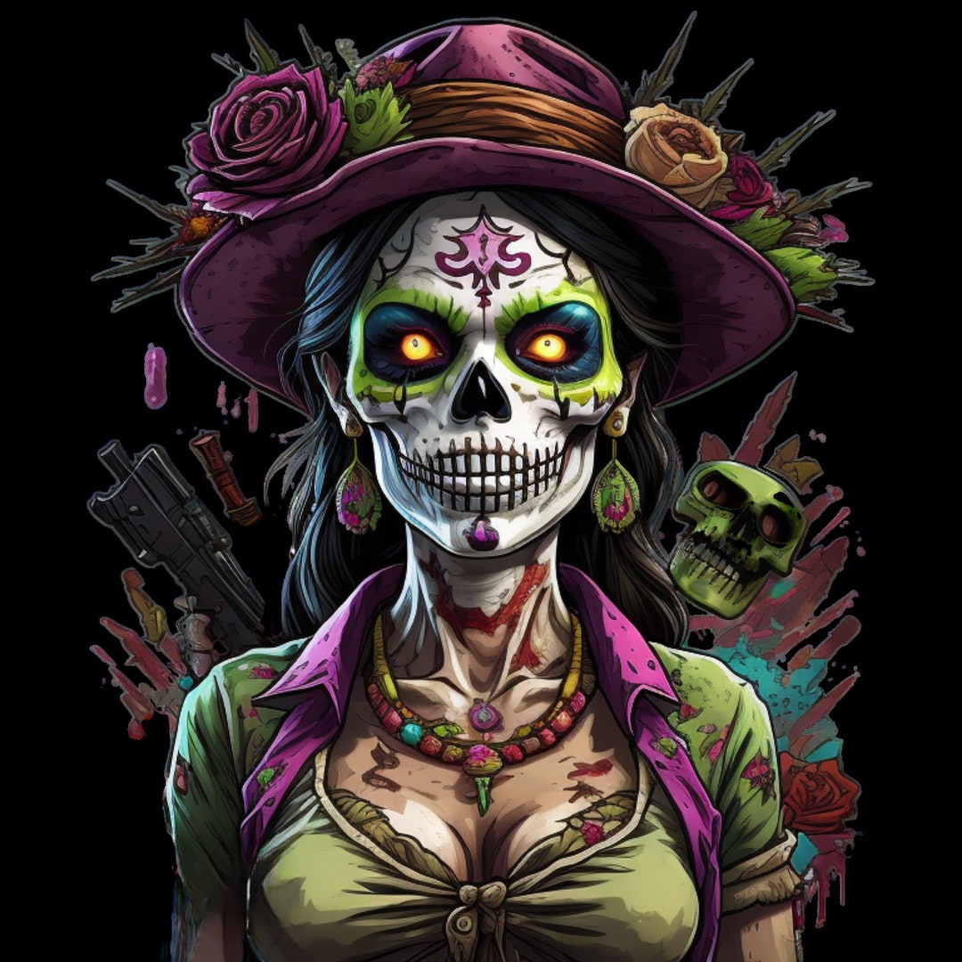 Halloween Catrina SVG, Mexican Catrina PNG, Zombie Catrina Art Digital ...