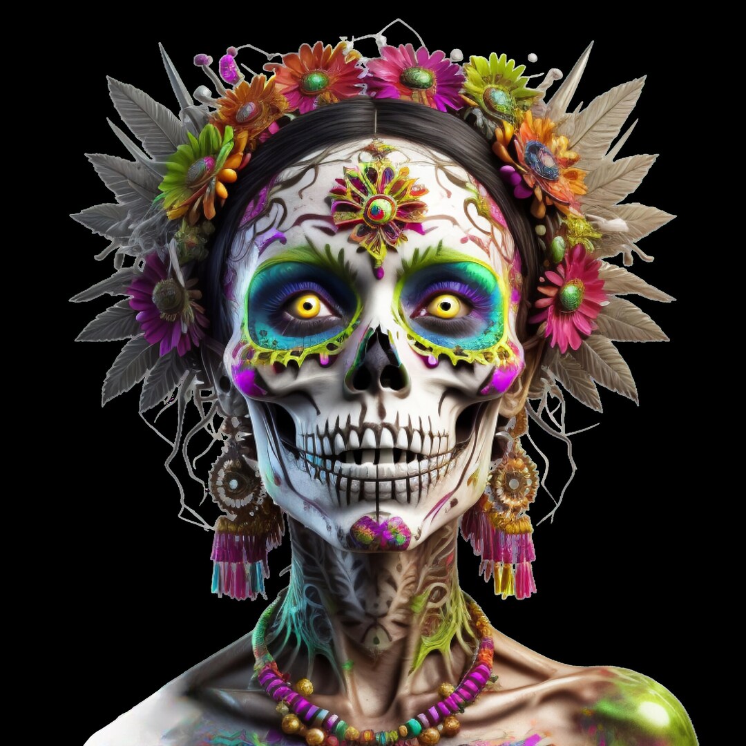 Halloween Downloads SVG, Daisy Catrina, Mexican Skull, Colorful Catrina ...
