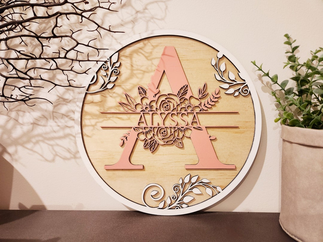 Personalised Floral Name Sign Monogram - Etsy