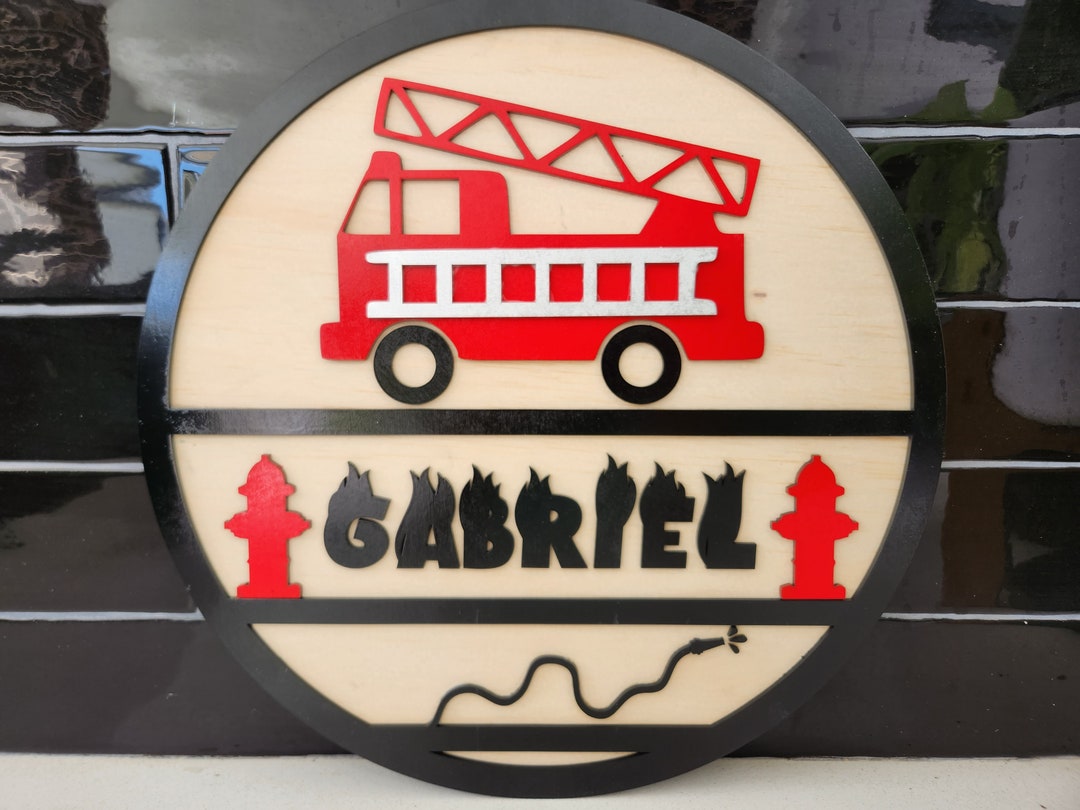 Personalised Fire Truck Door Sign - Etsy