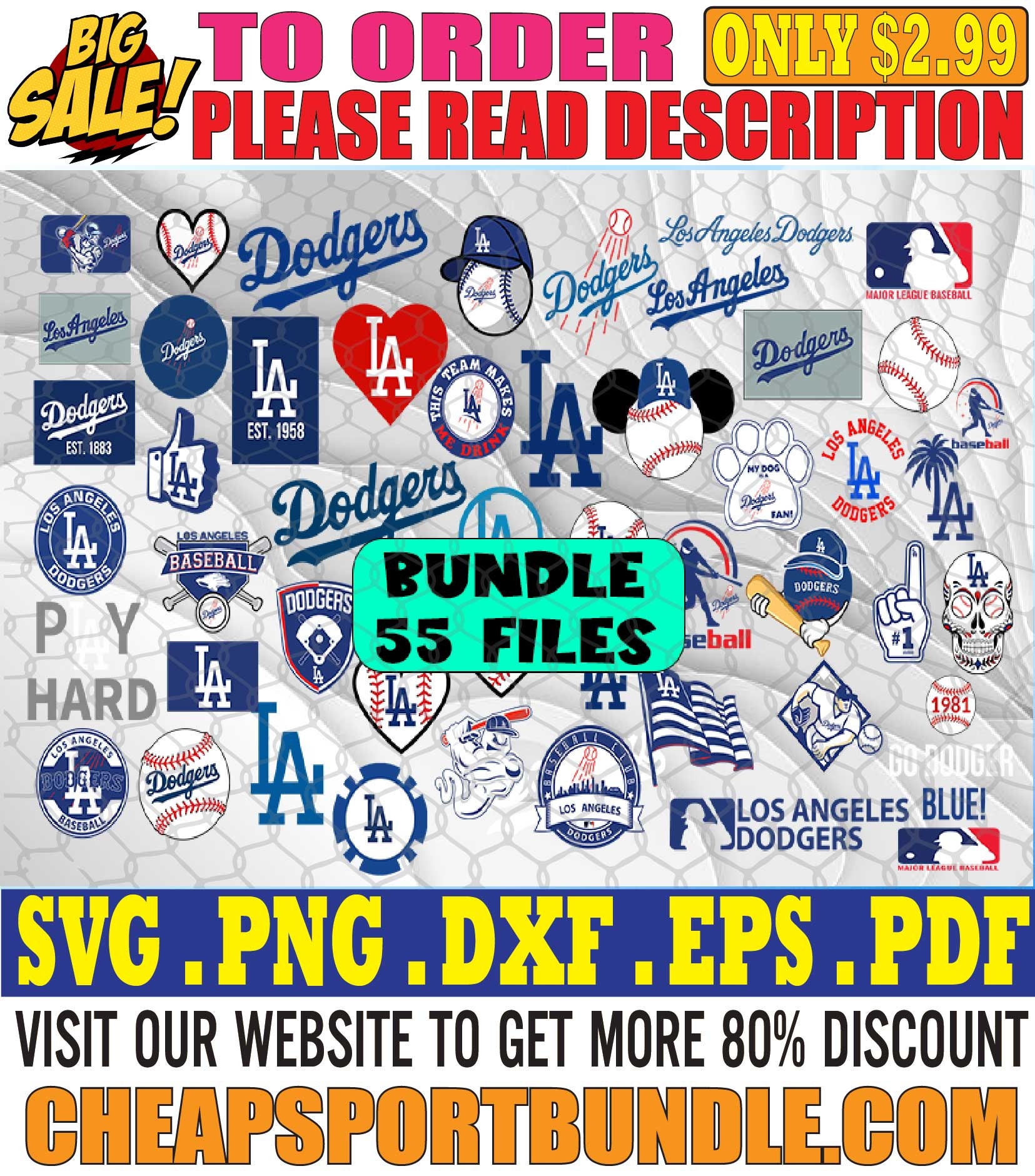 La-dodgers Baseball Team Svg La-dodgers Svg Bundle 55 Files - Etsy