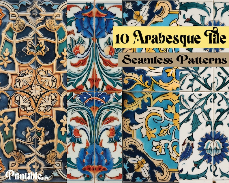ARABESQUE TILE | 10 Seamless Prints, Digital Paper, Tile Repeating ...