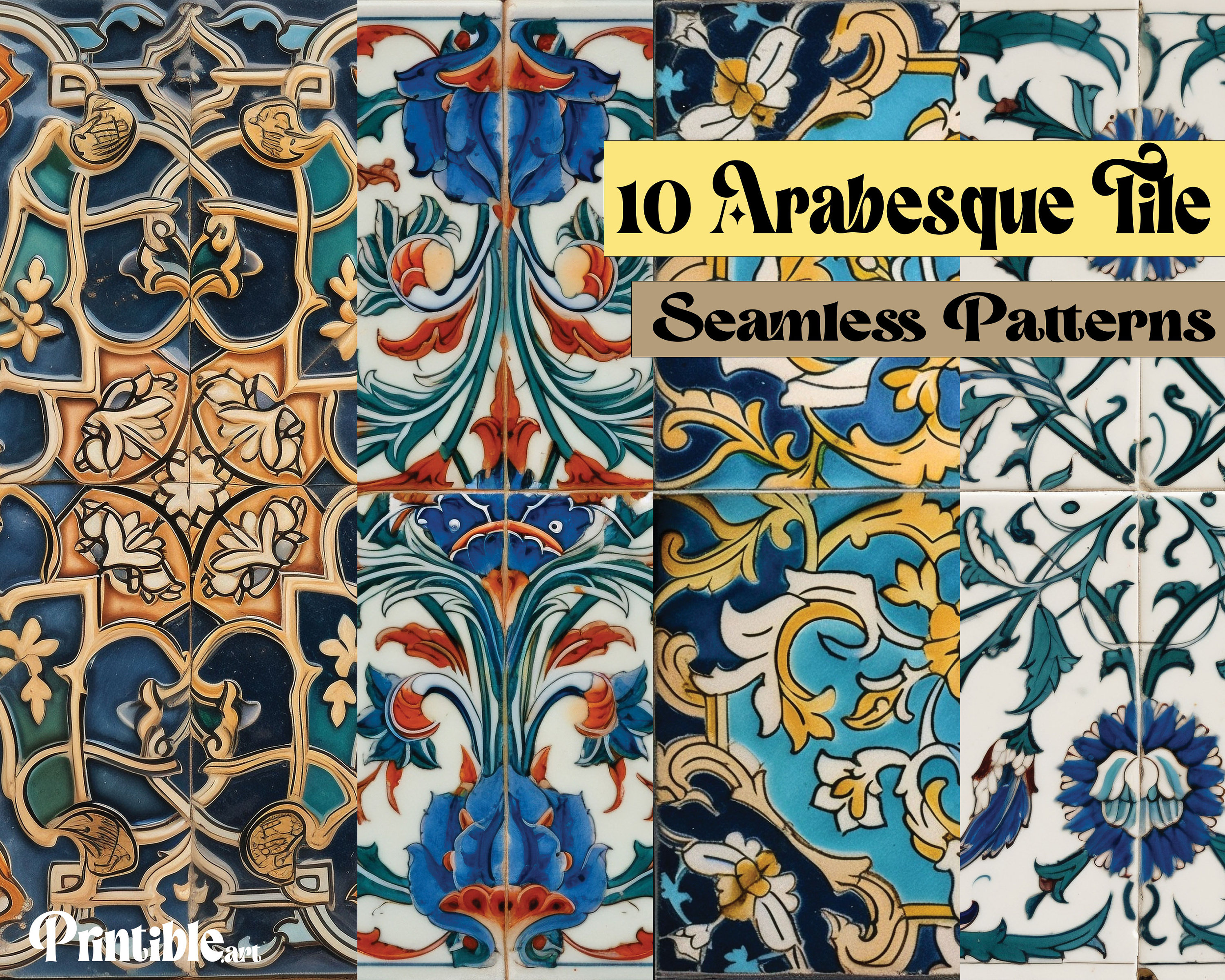 ARABESQUE TILE | 10 Seamless Prints, Digital Paper, Tile Repeating ...