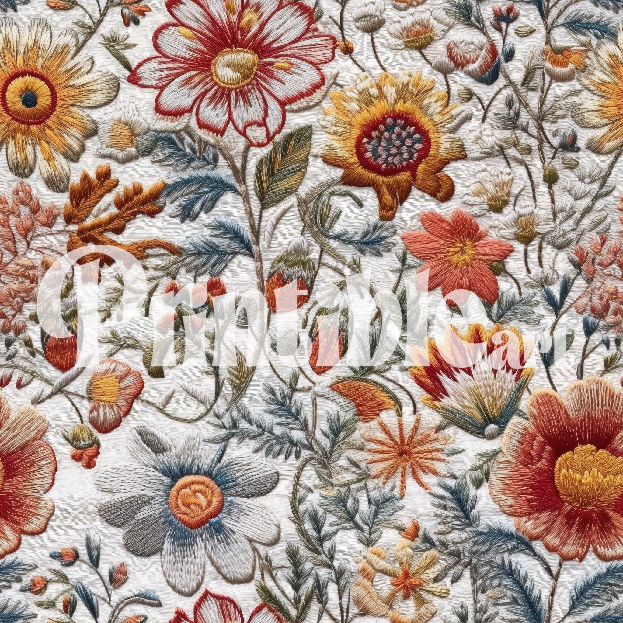 FLORAL EMBROIDERY | 10 Seamless Prints, Floral Digital Paper, Flowers ...