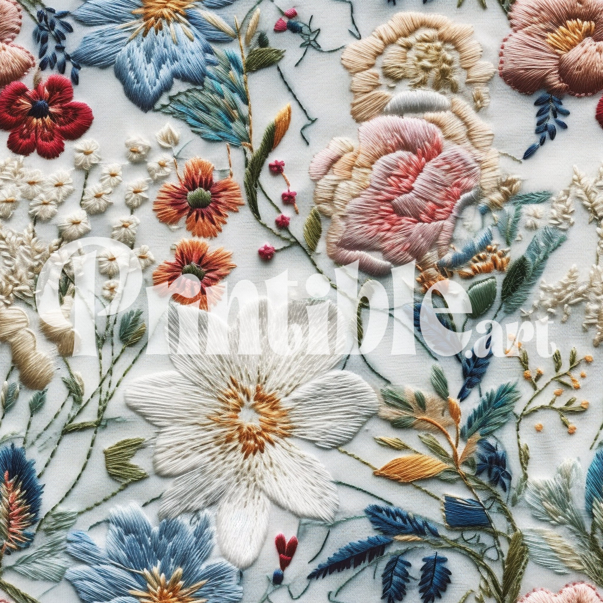 FLORAL EMBROIDERY | 10 Seamless Prints, Floral Digital Paper, Flowers ...