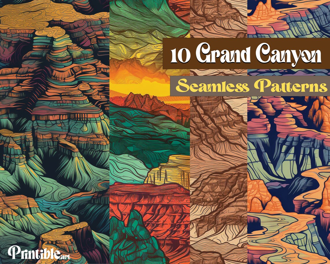 GRAND CANYON | 10 Seamless Prints, Desert Digital Paper, Repeating ...