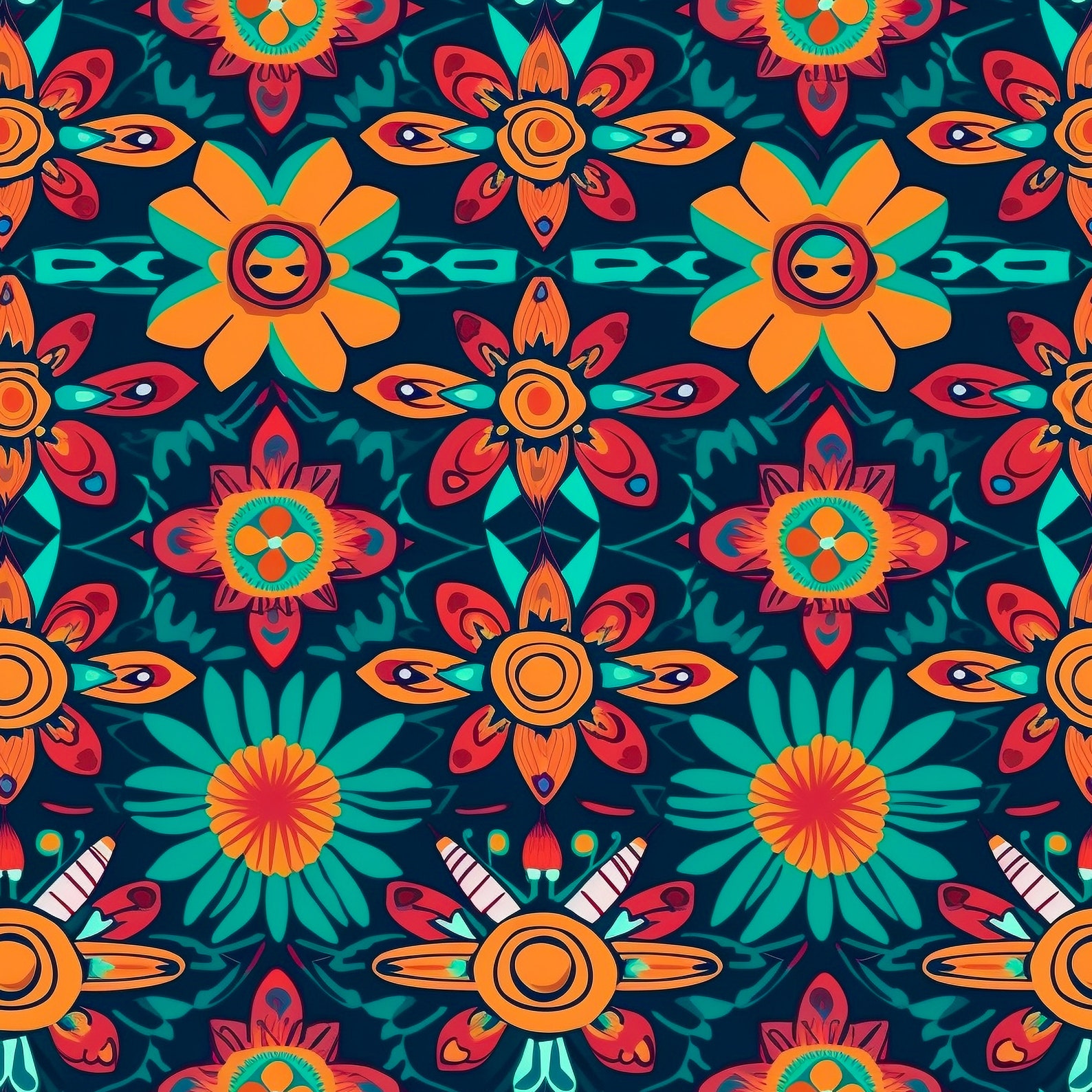 AZTEC FLORAL | 10 Seamless Prints, Flowers Digital Paper, Flowers ...