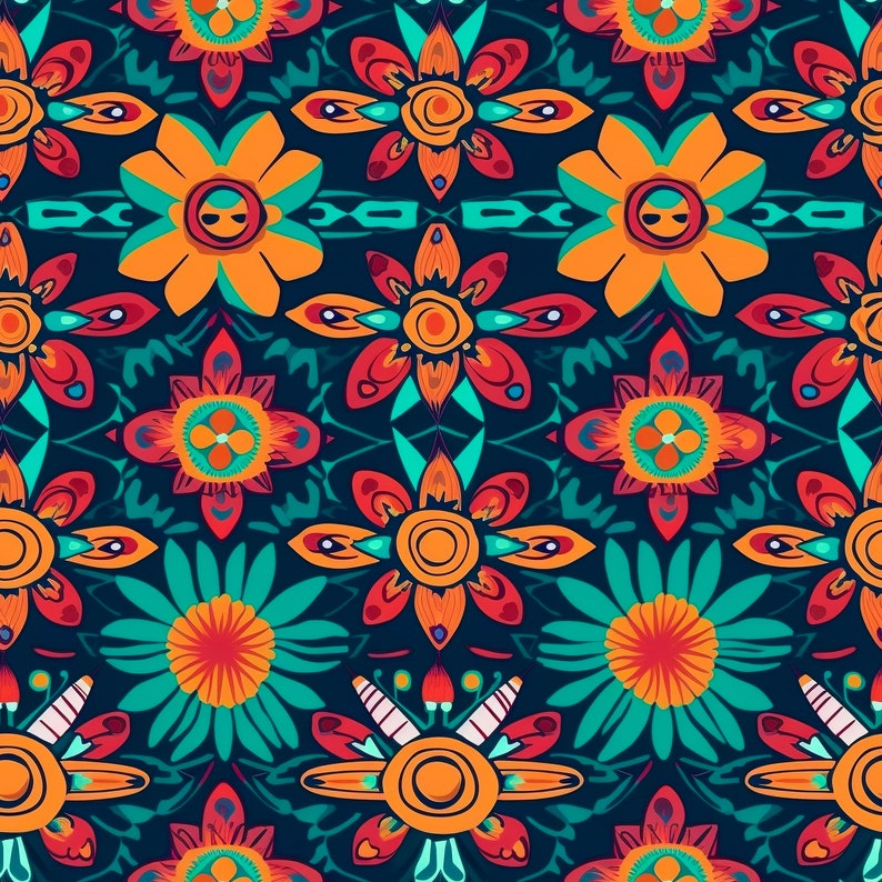 AZTEC FLORAL | 10 Seamless Prints, Flowers Digital Paper, Flowers ...