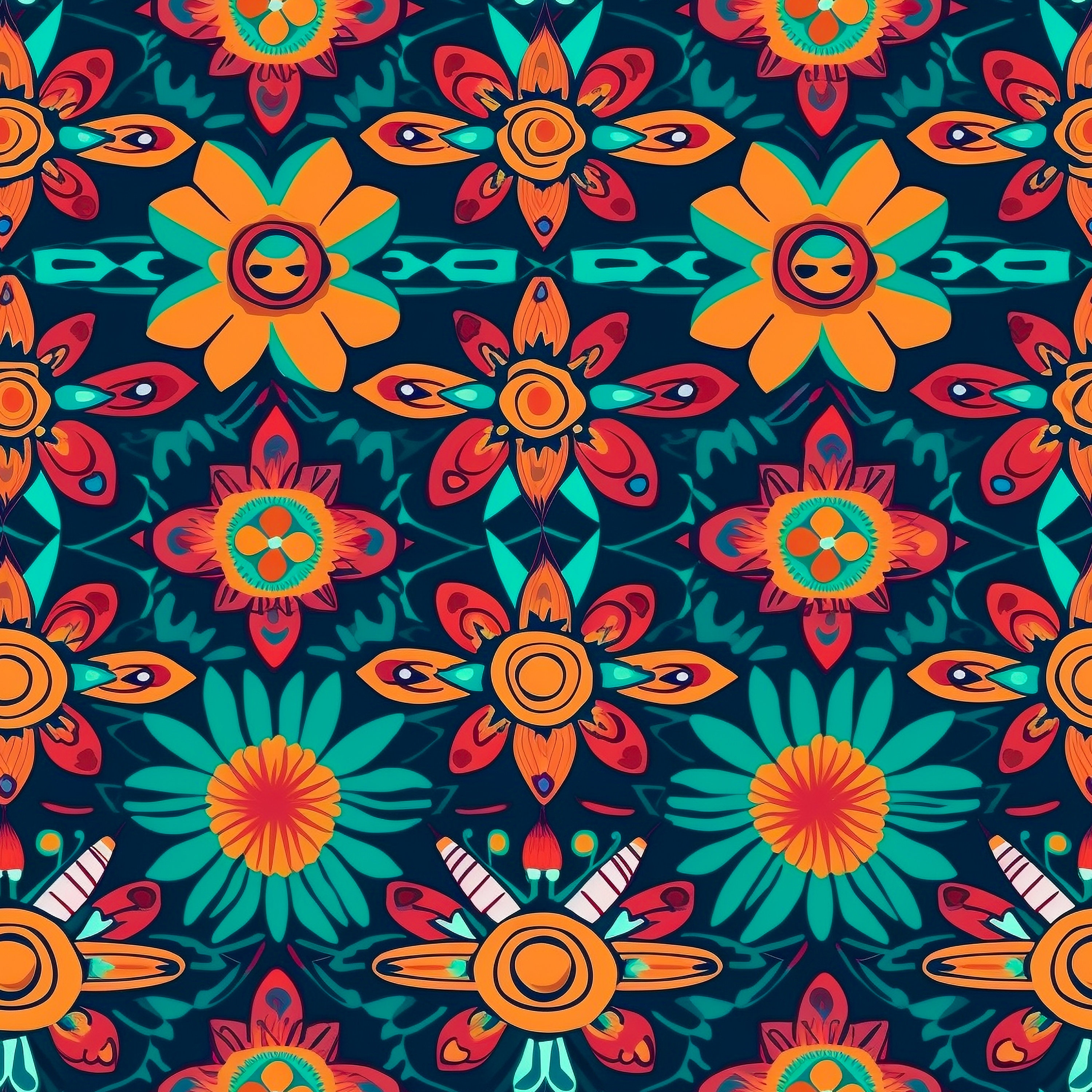 AZTEC FLORAL 10 Seamless Prints, Flowers Digital Paper, Flowers ...