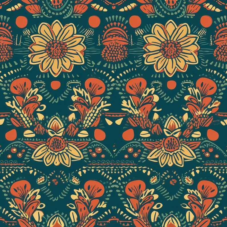 AZTEC FLORAL | 10 Seamless Prints, Flowers Digital Paper, Flowers ...