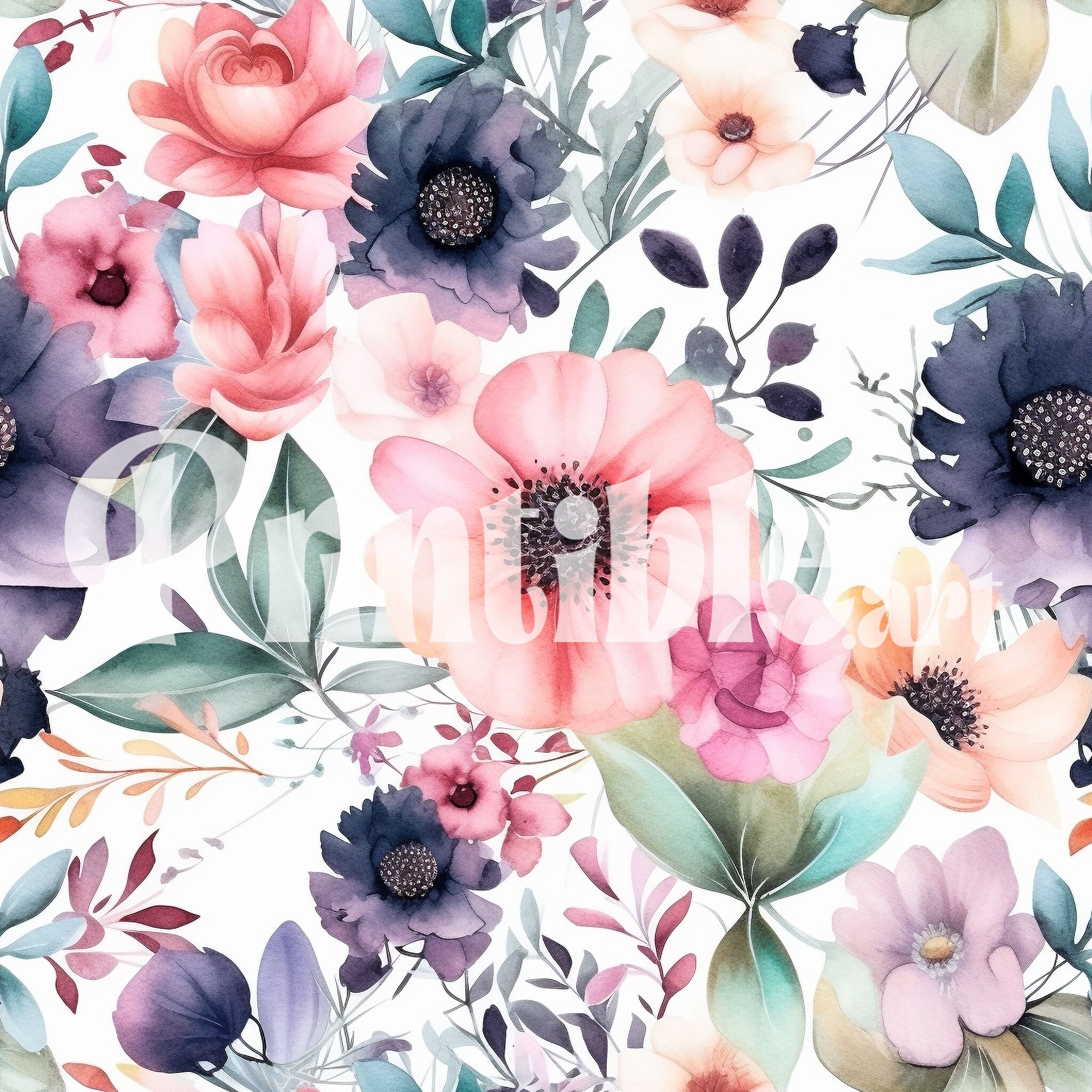 WATERCOLOR FLORAL | 10 Seamless Prints, Flowers Digital Paper ...